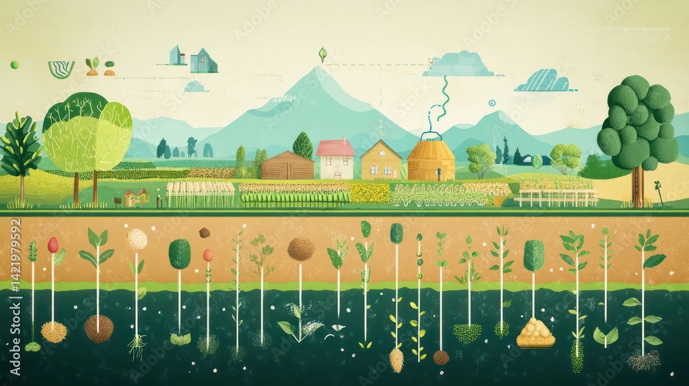 Ilustracja bez tantiem: An agricultural concept map showing the farm ...