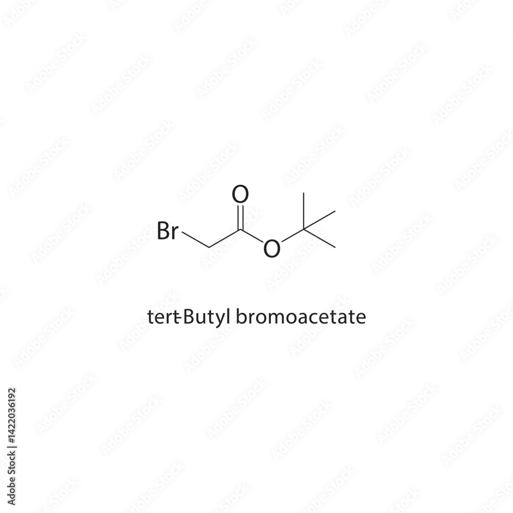 tert-Butyl bromoacetate skeletal structure. Ester compound schematic ...