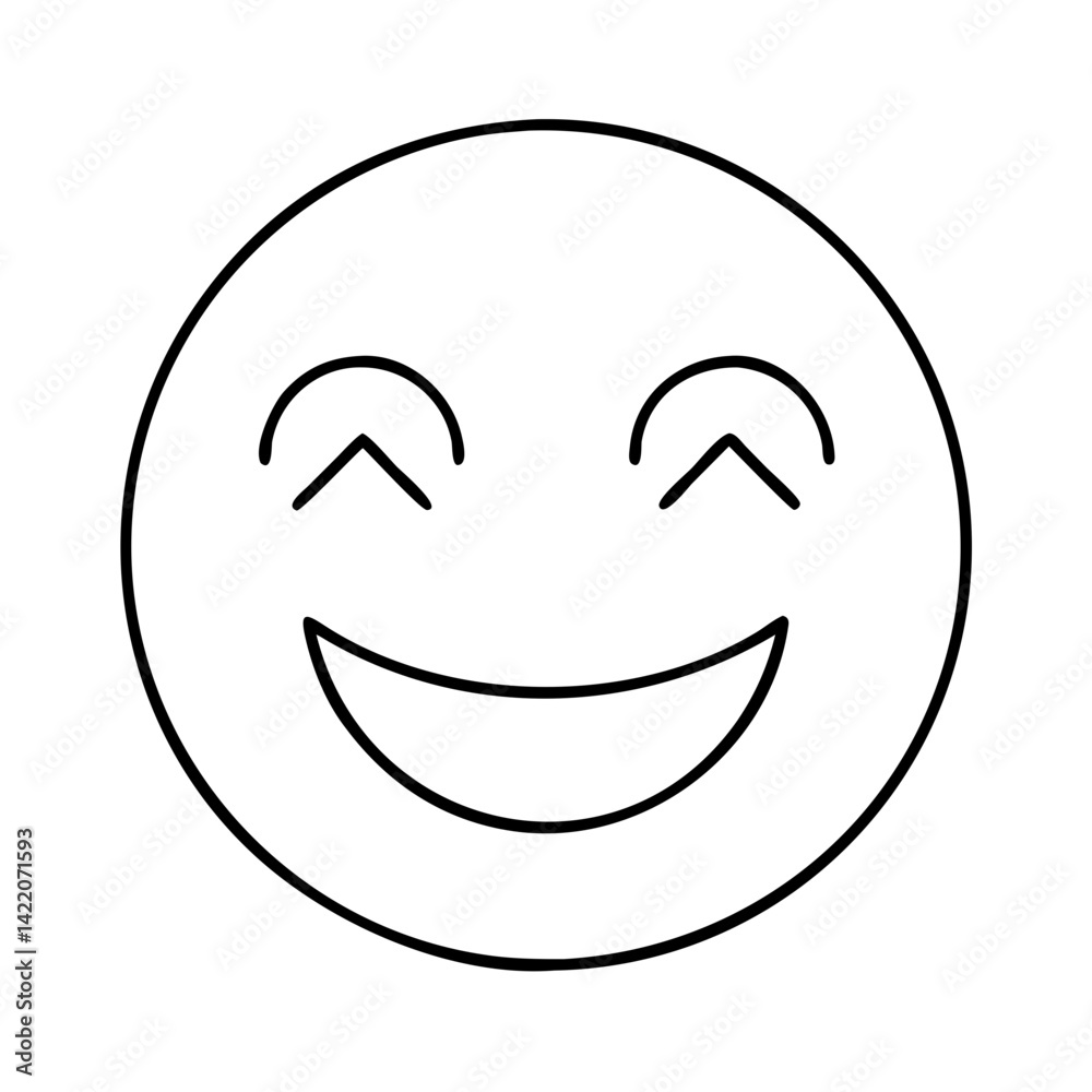 smiley face emoji icon, smiley face emoji line art - simple line art of ...