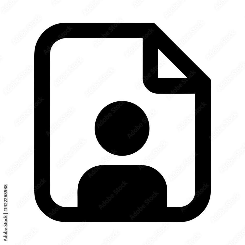 Minimal profile document icon showing user ID or account paper ...