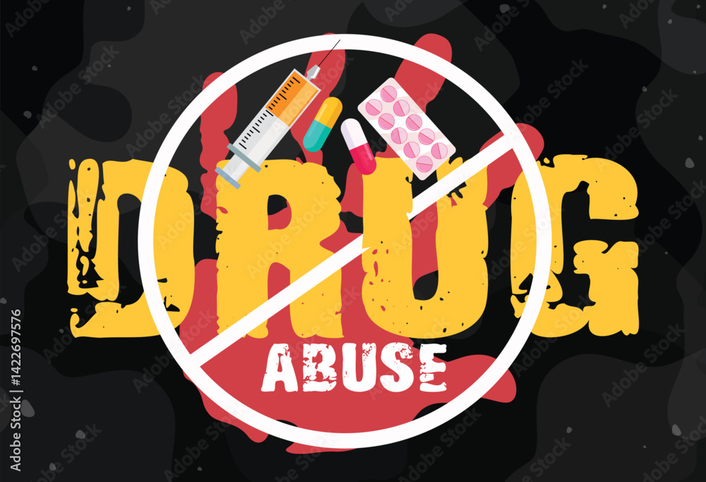 Stop drug abuse clipart poster. No to drugs campaign clip art in black ...