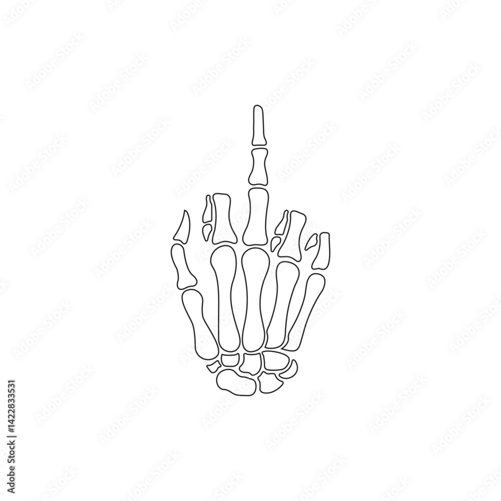 Skeleton hand showing middle finger gesture Stock Vector | Adobe Stock