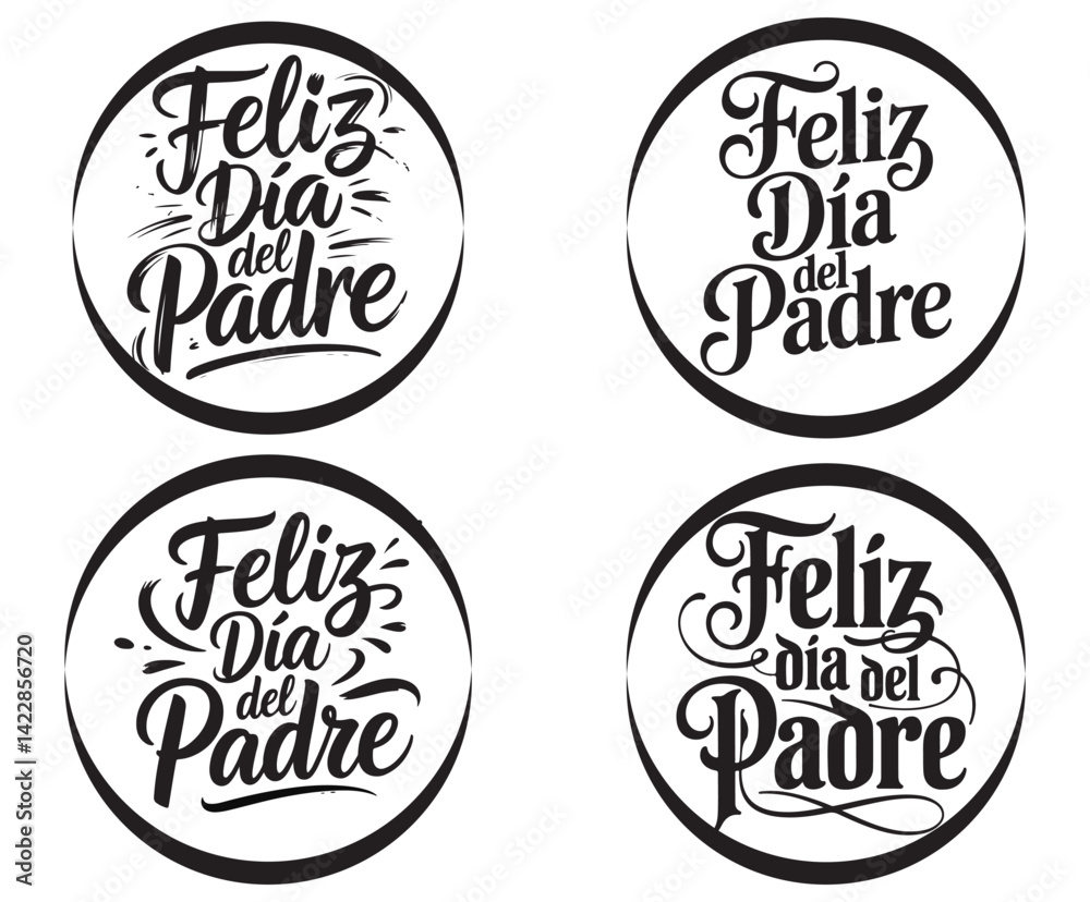 Feliz día del padre lettering collection set or bundle in spanish text ...