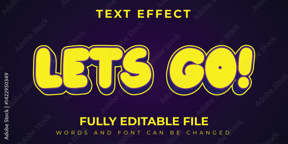 Lets Go Text Effect With Yellow And Purple Design Stock Vector | Adobe ...