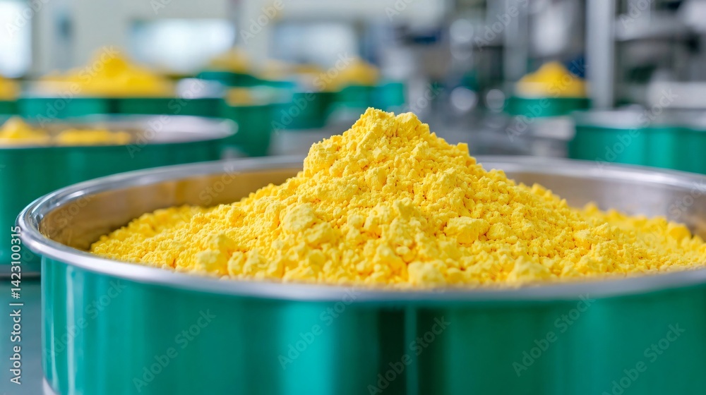 Yellow Powder Pigment Manufacturing Process in Industrial Setting Stock ...