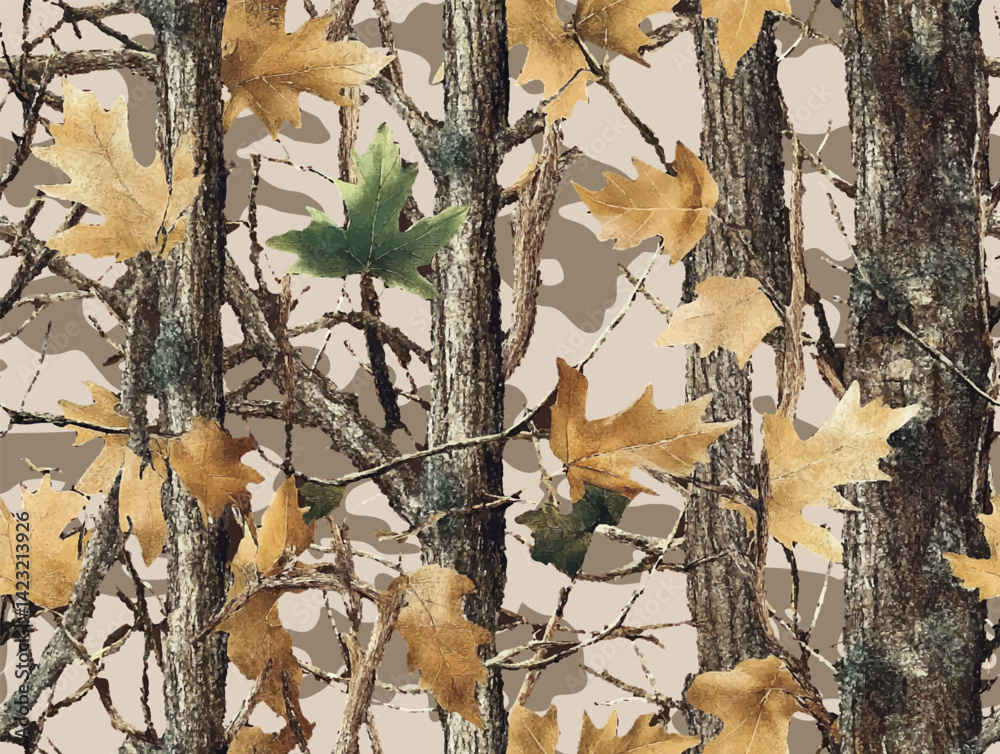 Camouflage pattern. Vector hunting seamless pattern. Forest background ...