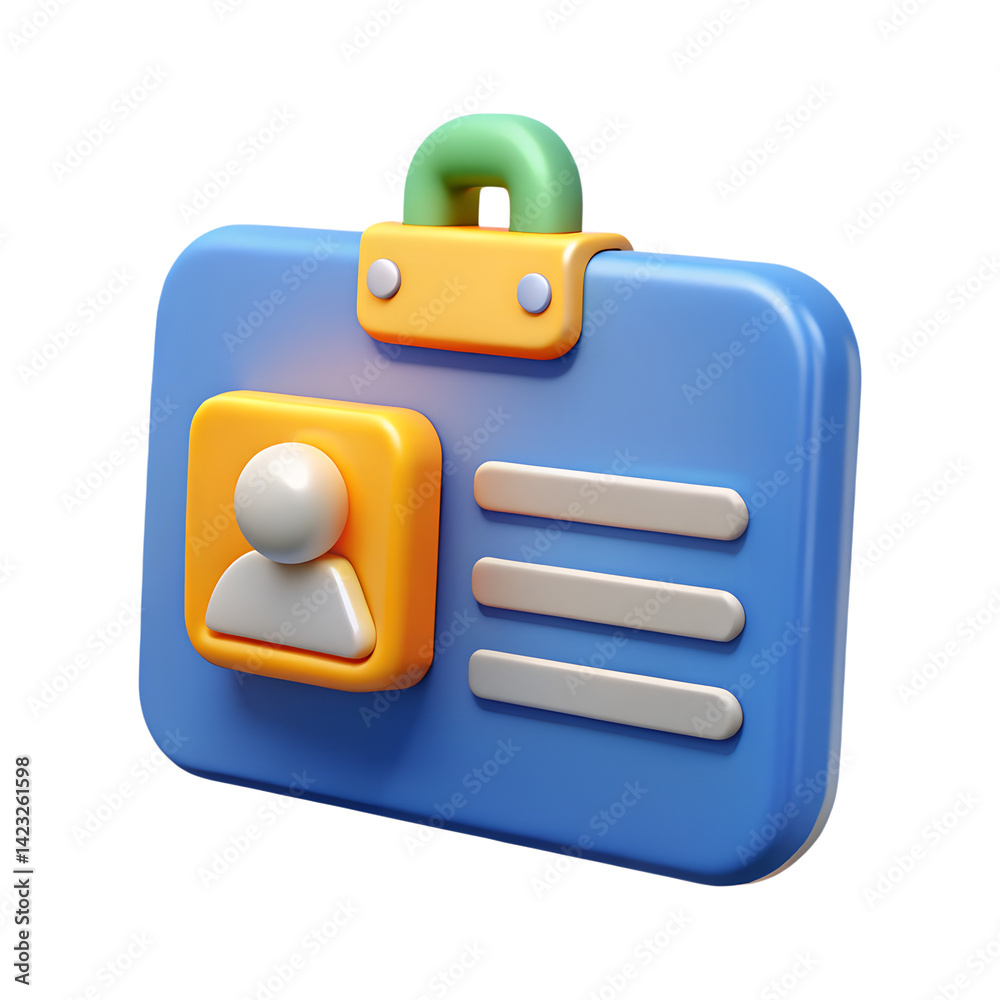 3D ID Card Icon - Driver License Symbol for Identity and Verification ...