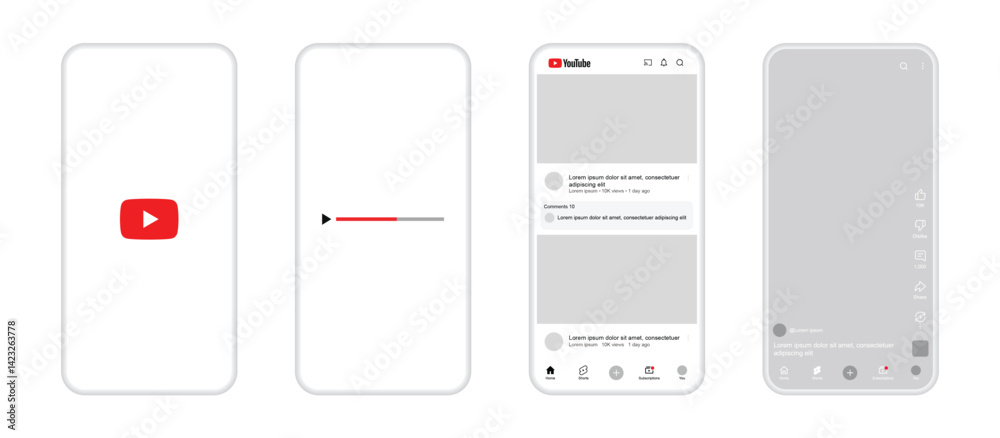 YouTube Mobile App Interface Template, Youtuber Pages Template. 2025 ...