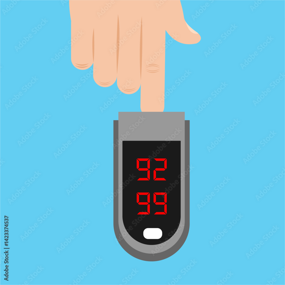 Graphic icon of a pulse oximeter, a medical device used to measure ...