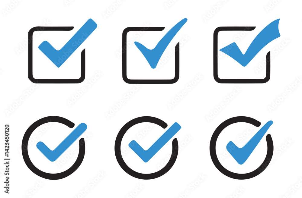 check mark and Verified badge vector icons collection. Green check mark ...