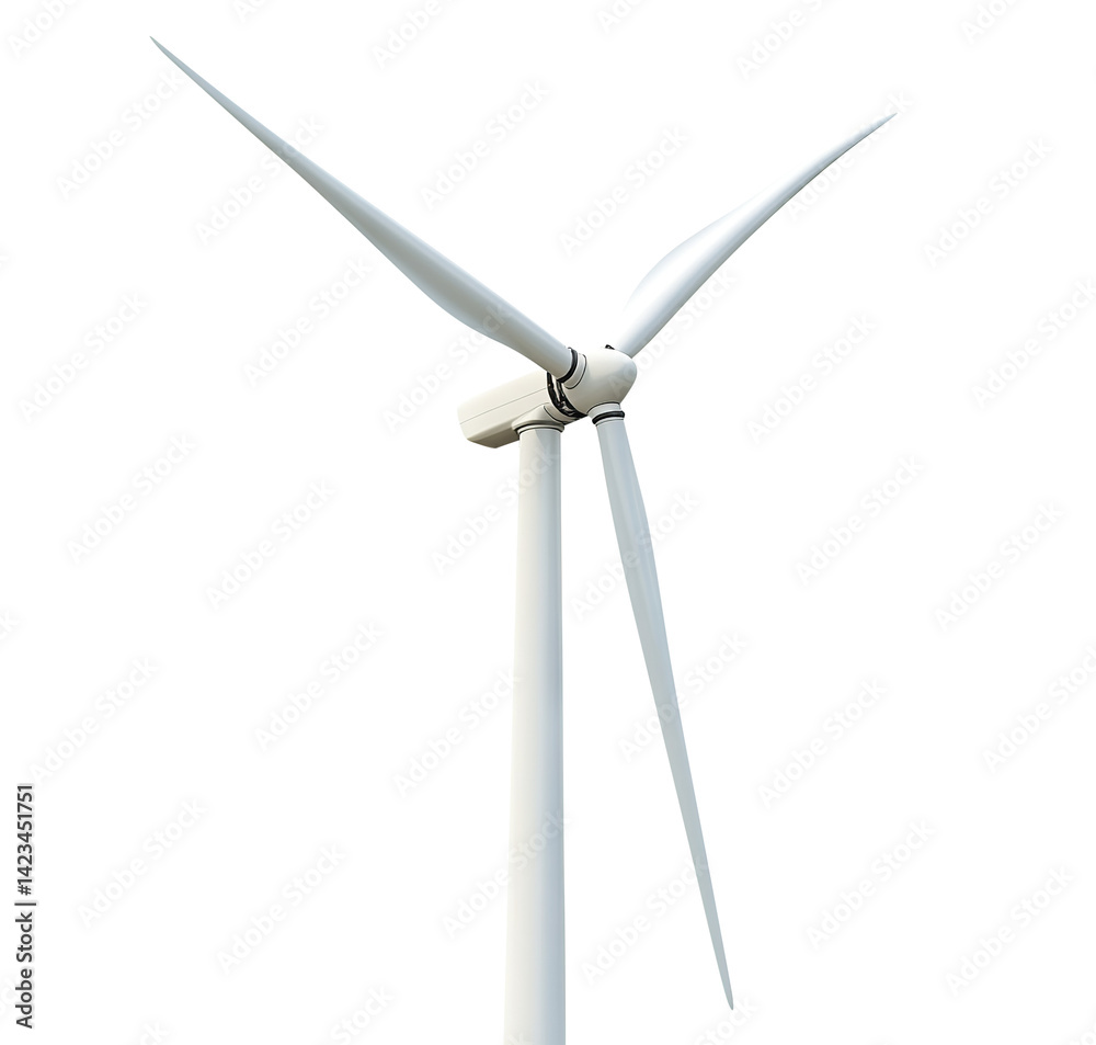 Modern wind turbine for renewable energy, isolated on transparent ...