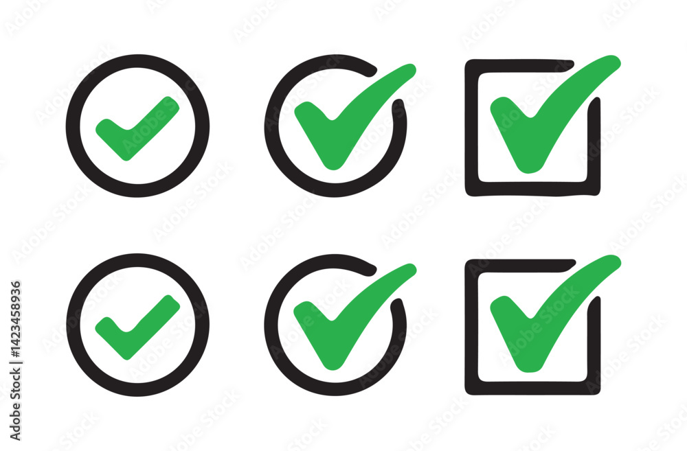 Praca wektorowa bez tantiem: Check marks big collection. Tick icon. Check marks different shape ...