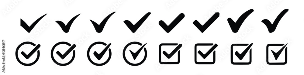 Check mark icons set. Check marks symbol collection.Checklist symbols ...