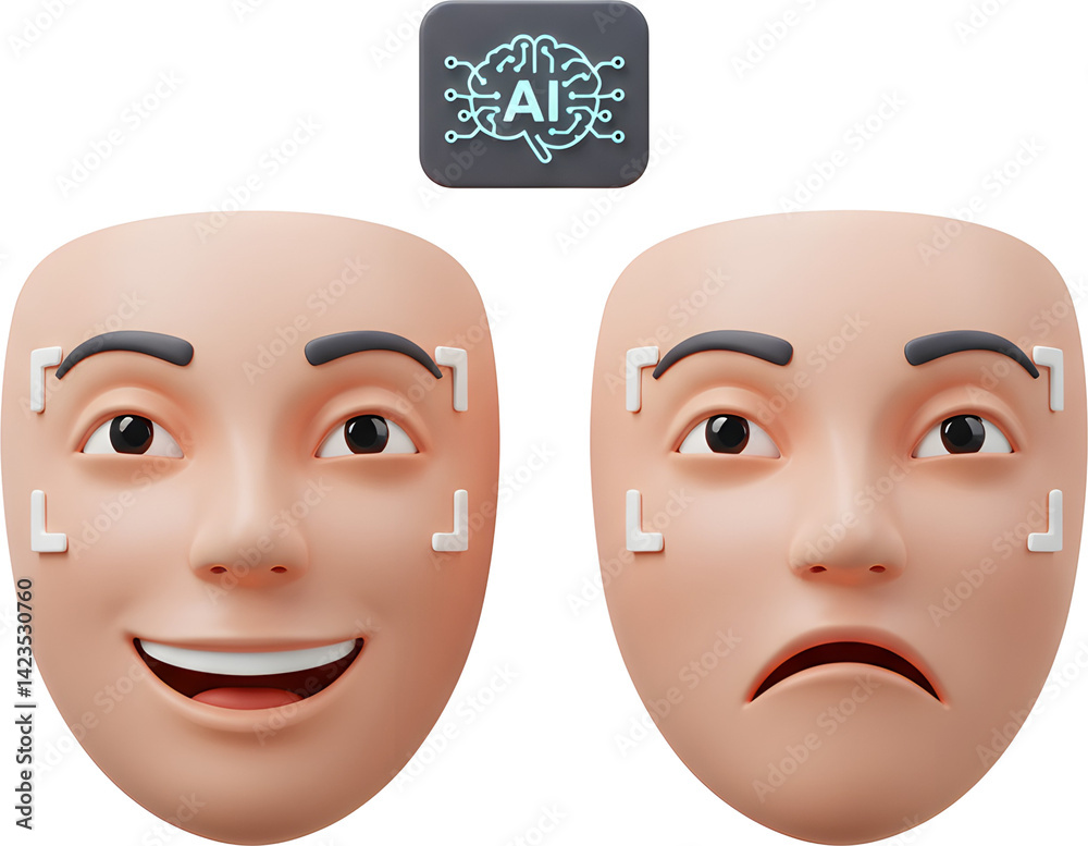 This image shows AI analyzing facial expressions to recognize emotions ...
