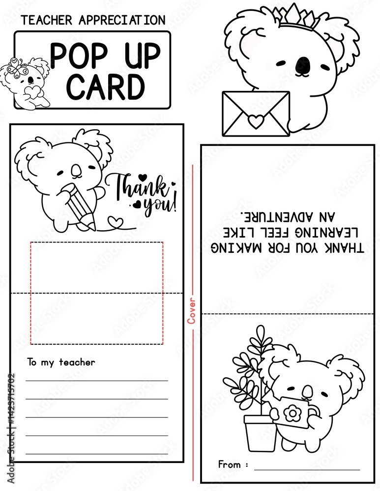 TEACHER APPRECIATION POP UP CARD PRINTABLES FOR KIDS TO MAKE AND GIFT ...
