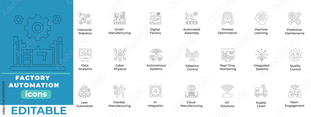 Stock-Vektorgrafik „Factory Automation Icon Robotic Arm, Smart Industry ...
