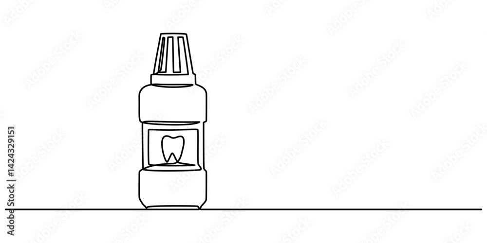 Mouthwash in one continuous line. One line drawing, minimalism. Vector ...