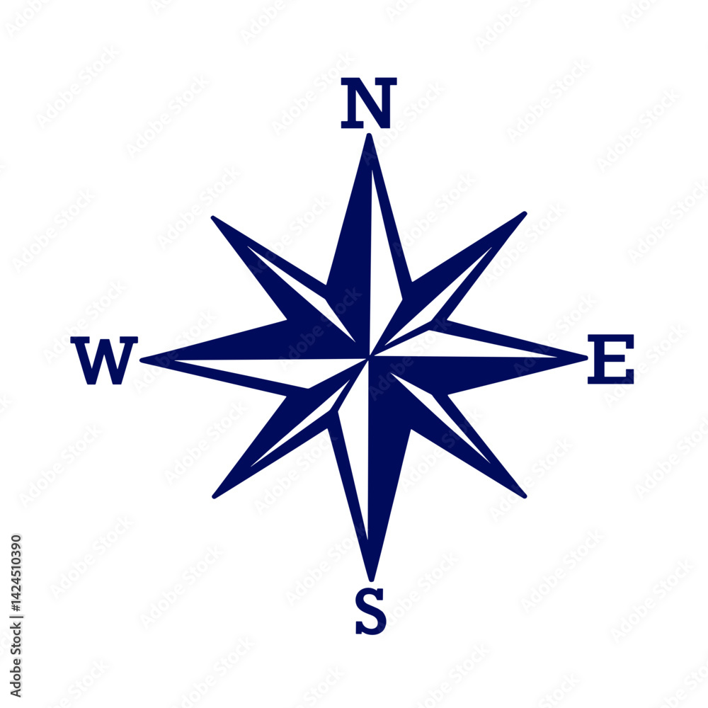 Vector de Stock Compass rose icon in classic navy style representing ...