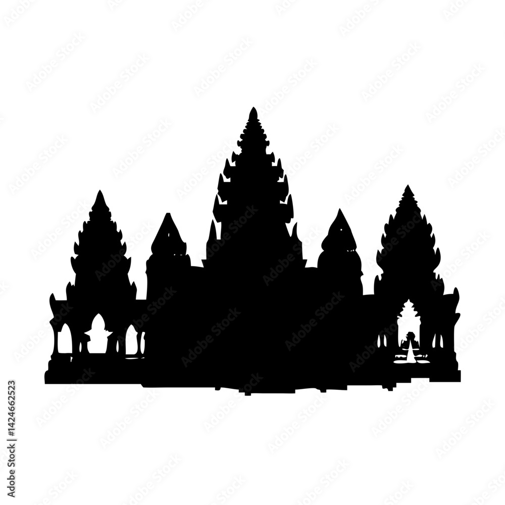angkor wat icon, angkor wat silhouette vector illustration-simple ...