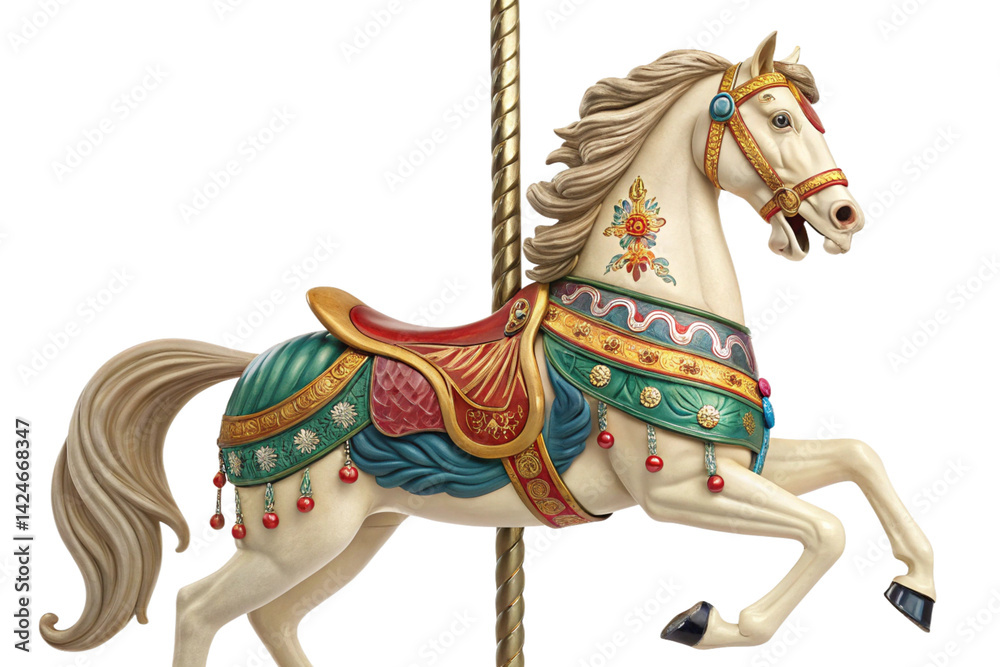 a plastic horse of a carousel , isolated on transparent background ...