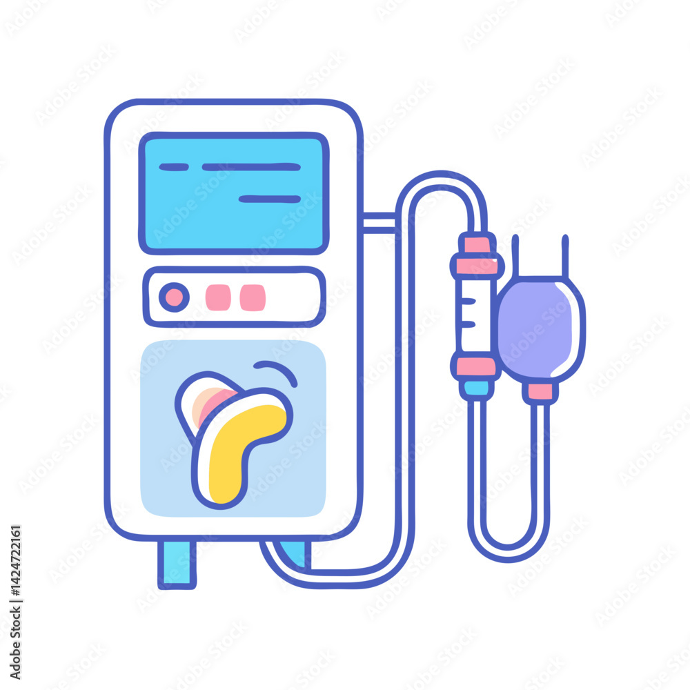Hemodialysis Machine Cartoon Illustration for Renal Failure Treatment ...