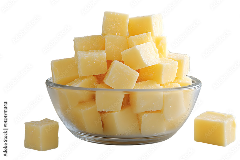 Cubed Cheese Delight A Glass Bowl Overflowing with Fresh Creamy Dairy ...