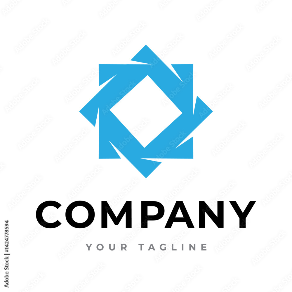 Blue Arrow Rotation Logo – Geometric Square Flow Icon for Tech ...