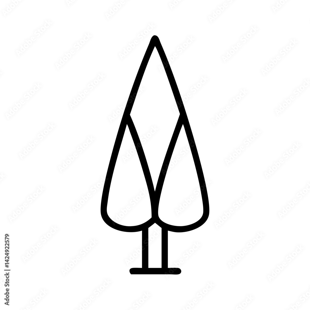 cypress tree line drawn outline vector art - illustration of cypress ...