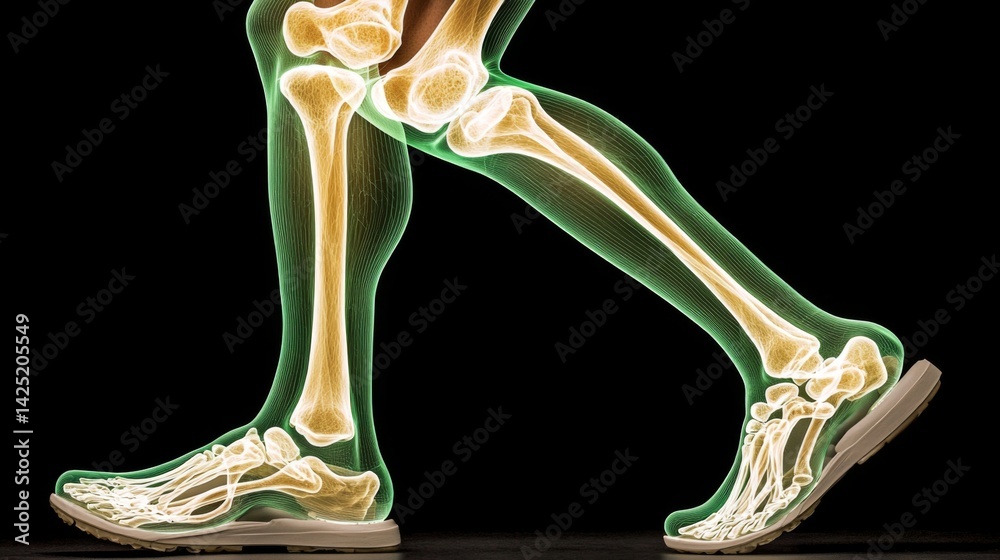 Walking animation of human skeleton medical illustration studio setting ...