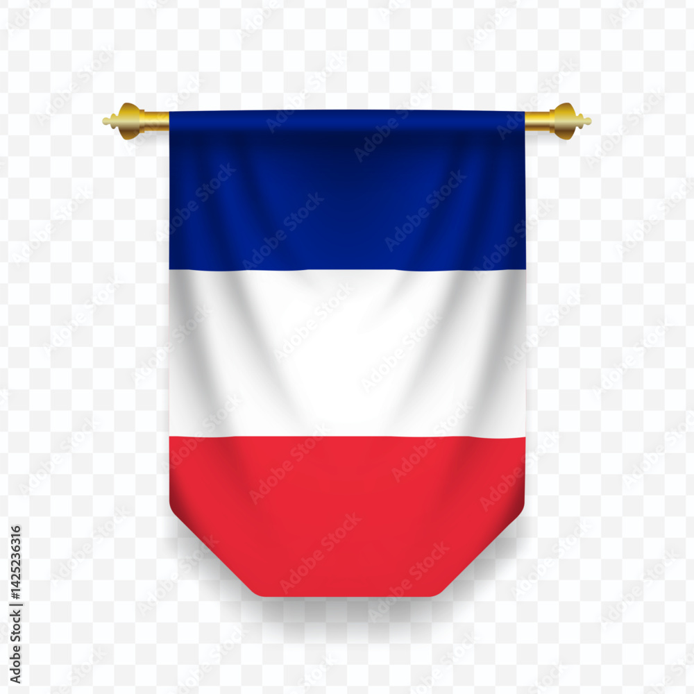 Flag of French. Vector illustration of a vertical hanging flag on a ...