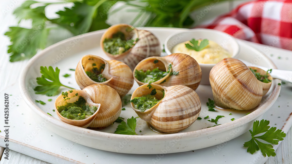 Photo Stock Escargots de Bourgogne - grape snails with garlic butter ...