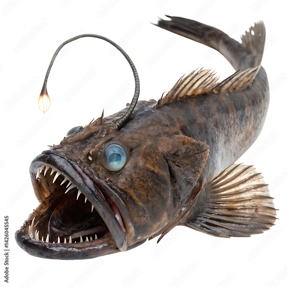 Photo Stock anglerfish Fish in transparent background.A Detailed Close ...