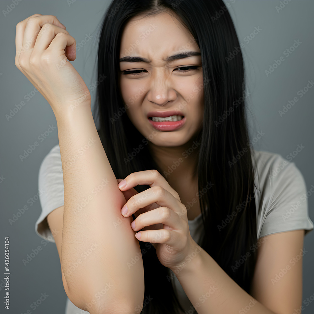Itchy Skin Rash Woman Scratching Arm Dermatology Allergic Reaction ...