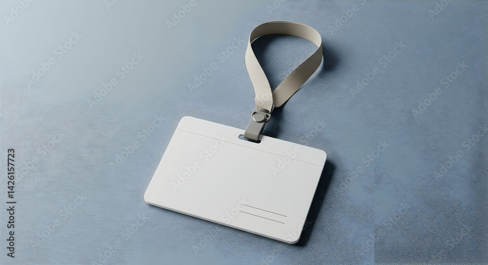 Blank white ID card badge mockup on blue background corporate identity ...