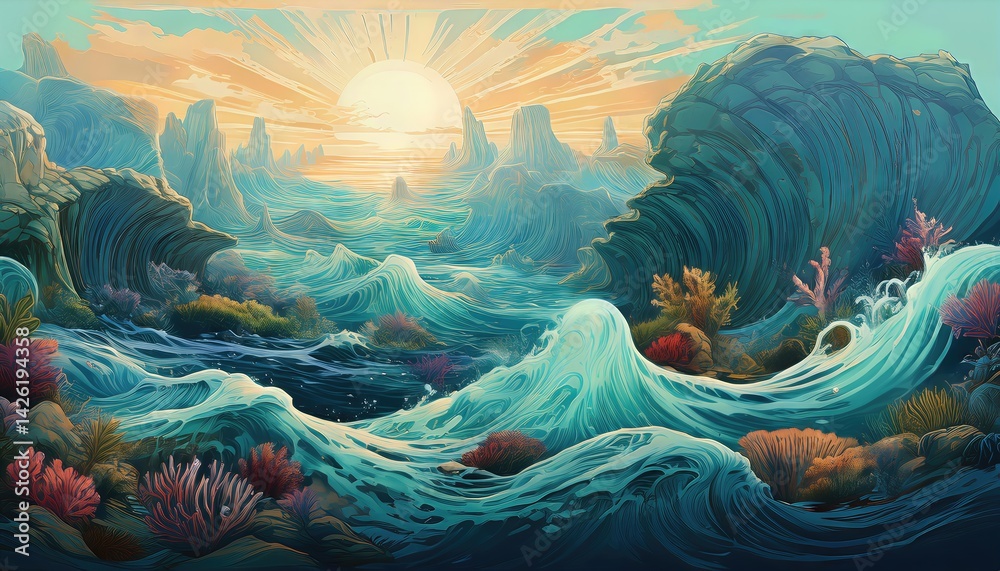 Serene Underwater Wonderland Vibrant Coral Reefs Thrive in Crystal ...