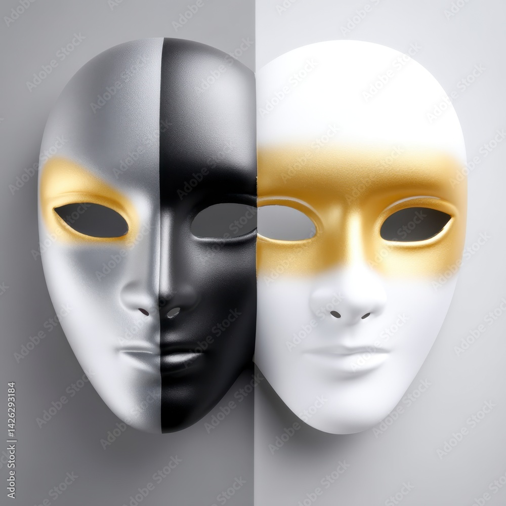 Theatrical Masks Representing Duality and Contrast in Emotions with ...