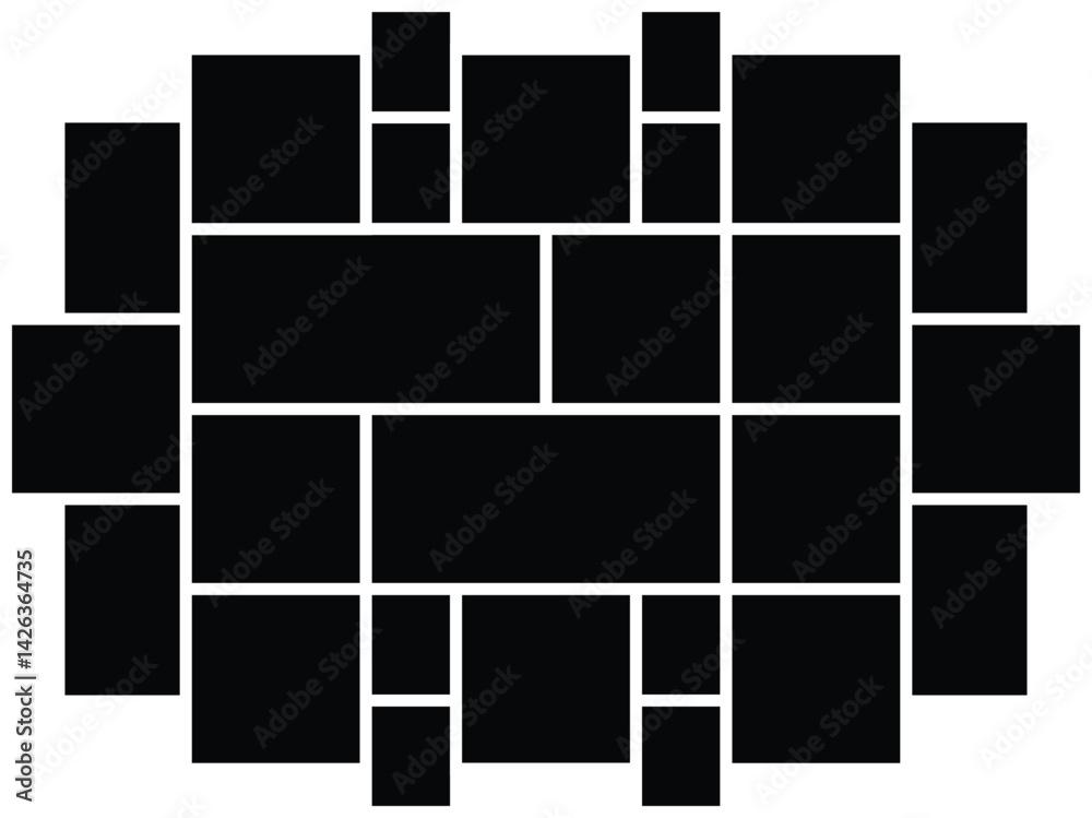 Geometric diamond collage photo frame template for modern wall art ...