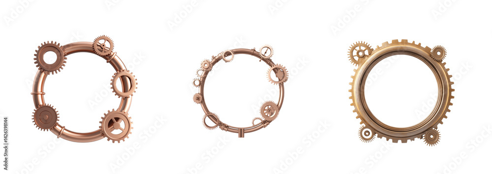 Circular gear designs in assorted metallic finishes and mechanical ...