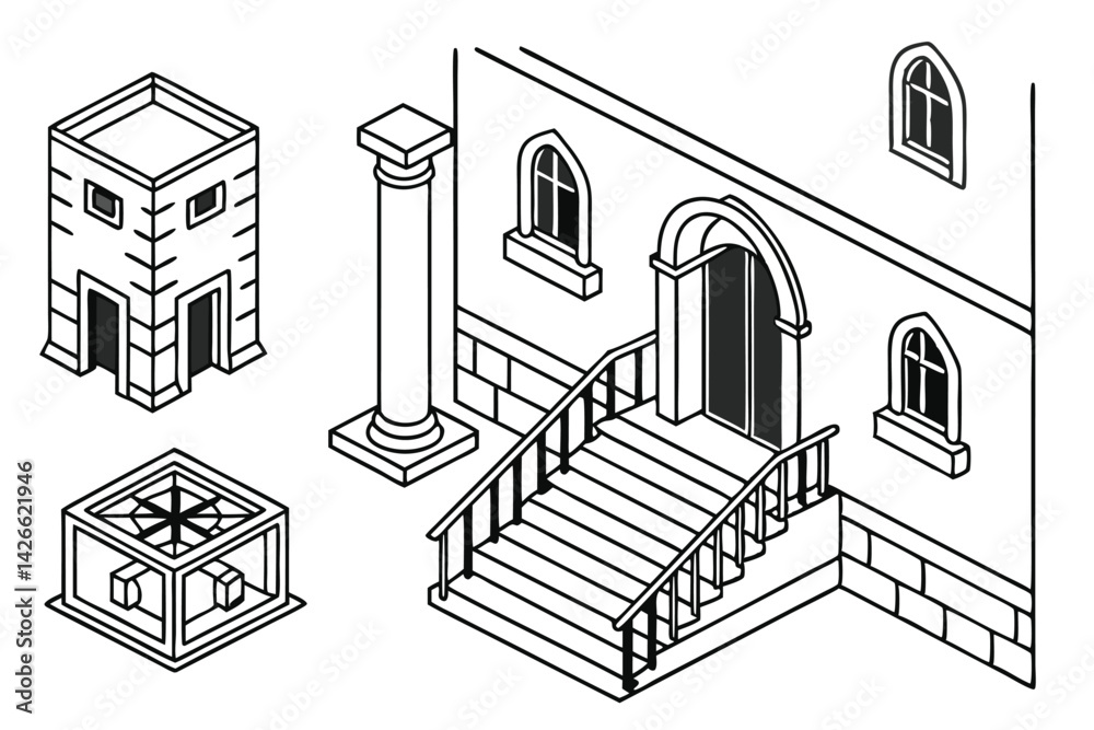 Стоковое векторное изображение «100 Minimalist architectural elements ...