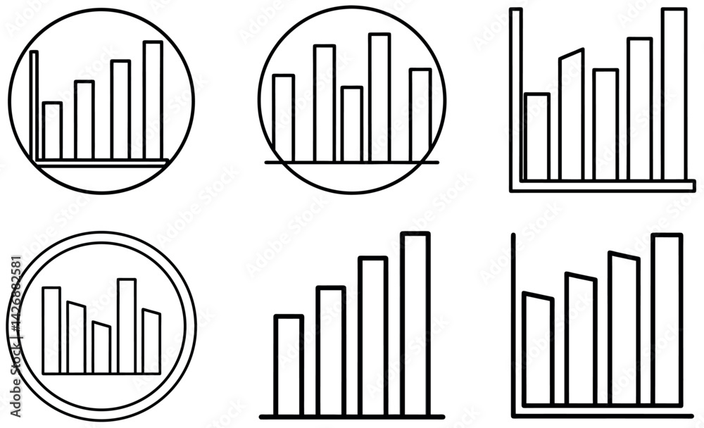 Black Bar Chart Icons for Data Visualization Stock Vector | Adobe Stock