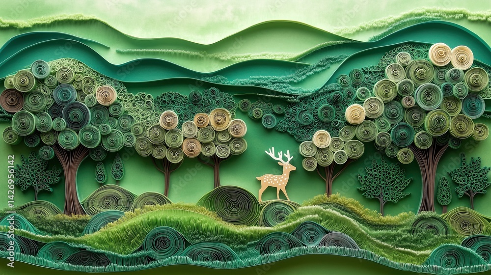 Paper Quilling Concepts: Nature-inspired quilled forest scene with 3D ...