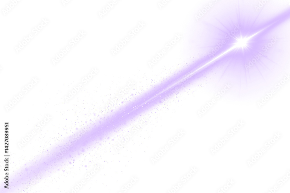 Glowing Purple Energy Beam with Sparkling Elements on Transparent ...