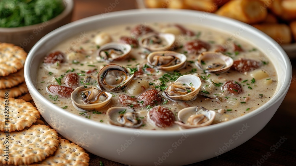 Creamy Clam Chowder with Toasted Crackers: A Delicious Seafood Delight ...
