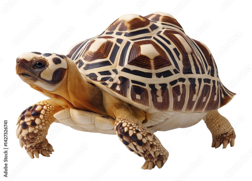 Beautiful Indian Star Tortoise Geochelone Elegans Walking Side View ...