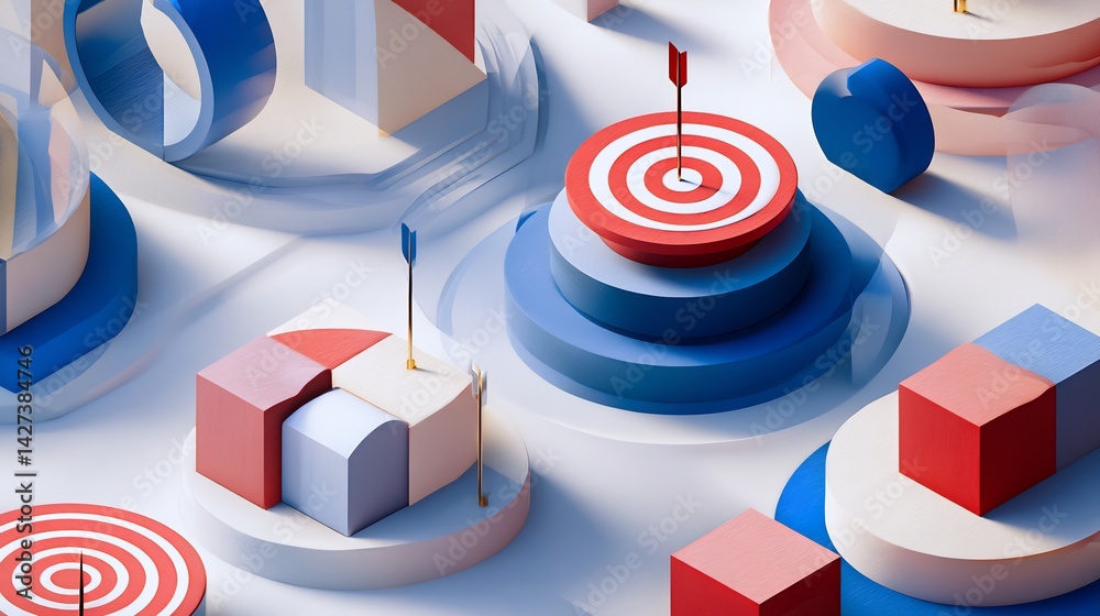 Futuristic 3D shapes depicting competitive advantage differentiation ...