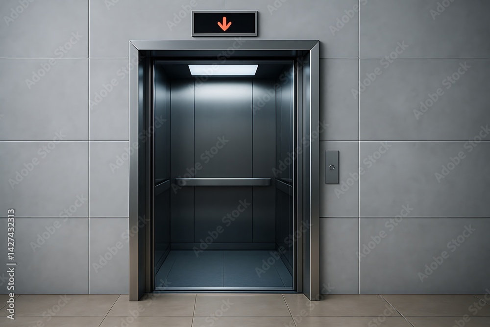 The elevator, ready to transport people up or down, in a modern ...