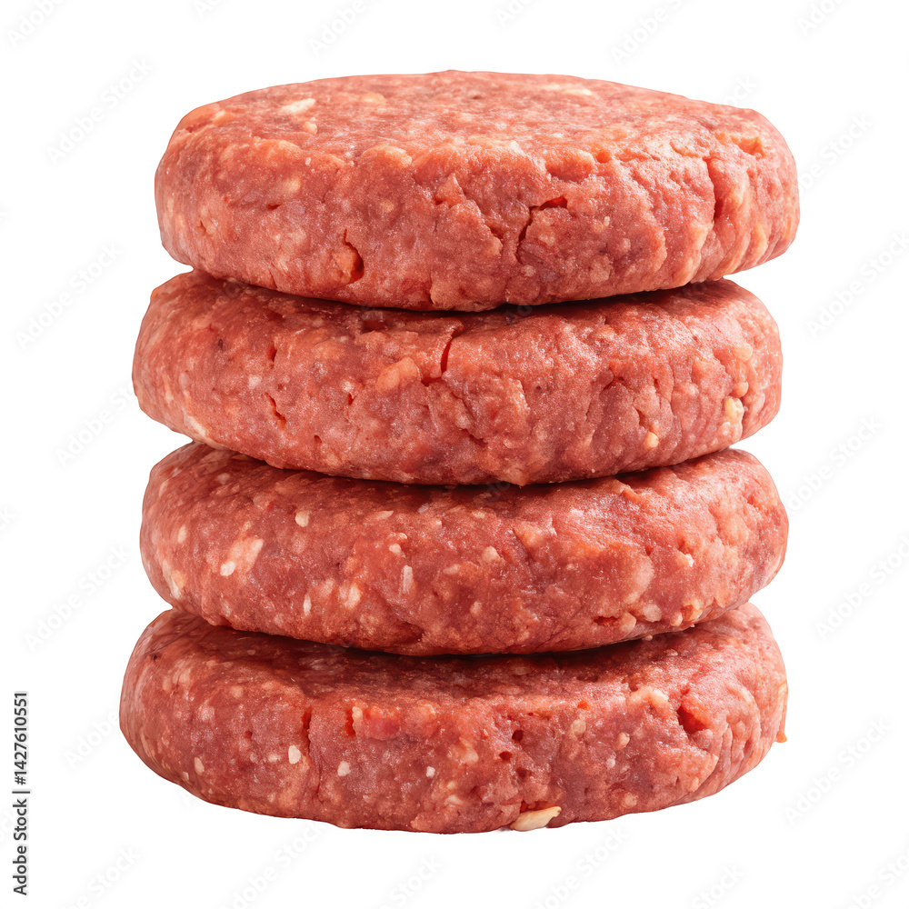 Three stacked raw hamburgers png hamburger patties png raw burger stack ...