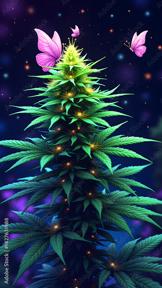 Colorful HD wallpaper where anime cannabis transforms into cosmic ...