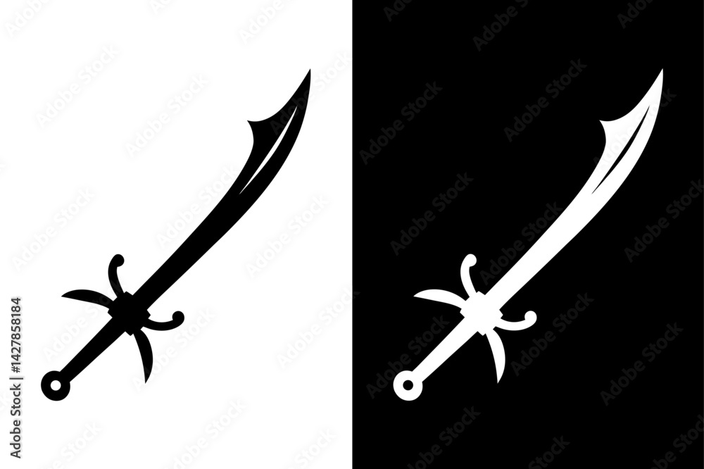 Download Sword Vector Icons Silhouettes on Black and White. の Stock ...