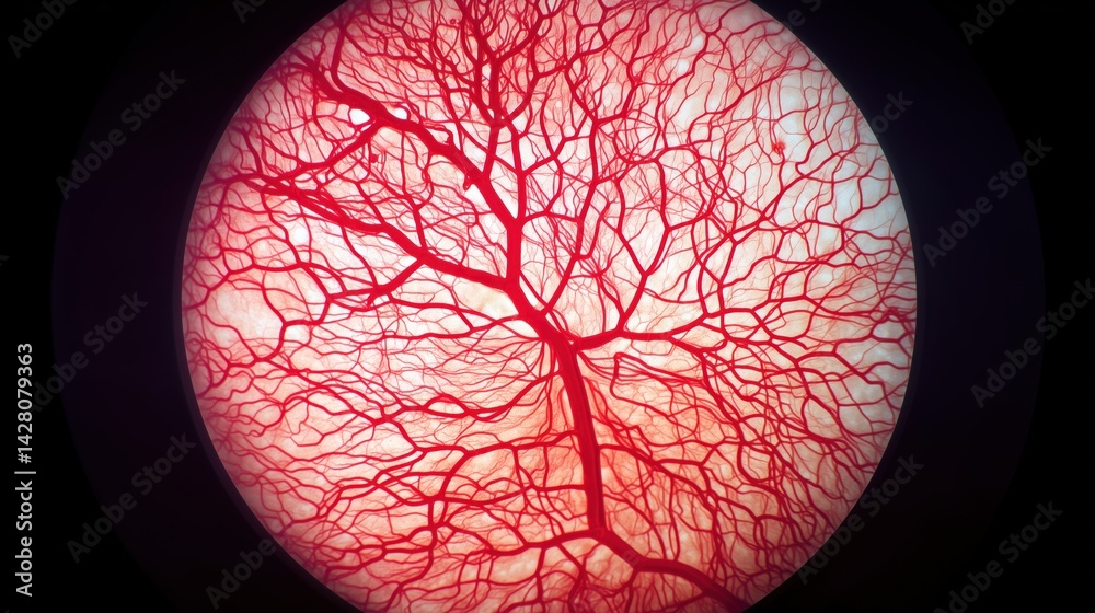 Preeclampsia Awareness Month. Close-up of retinal exam showing signs of ...